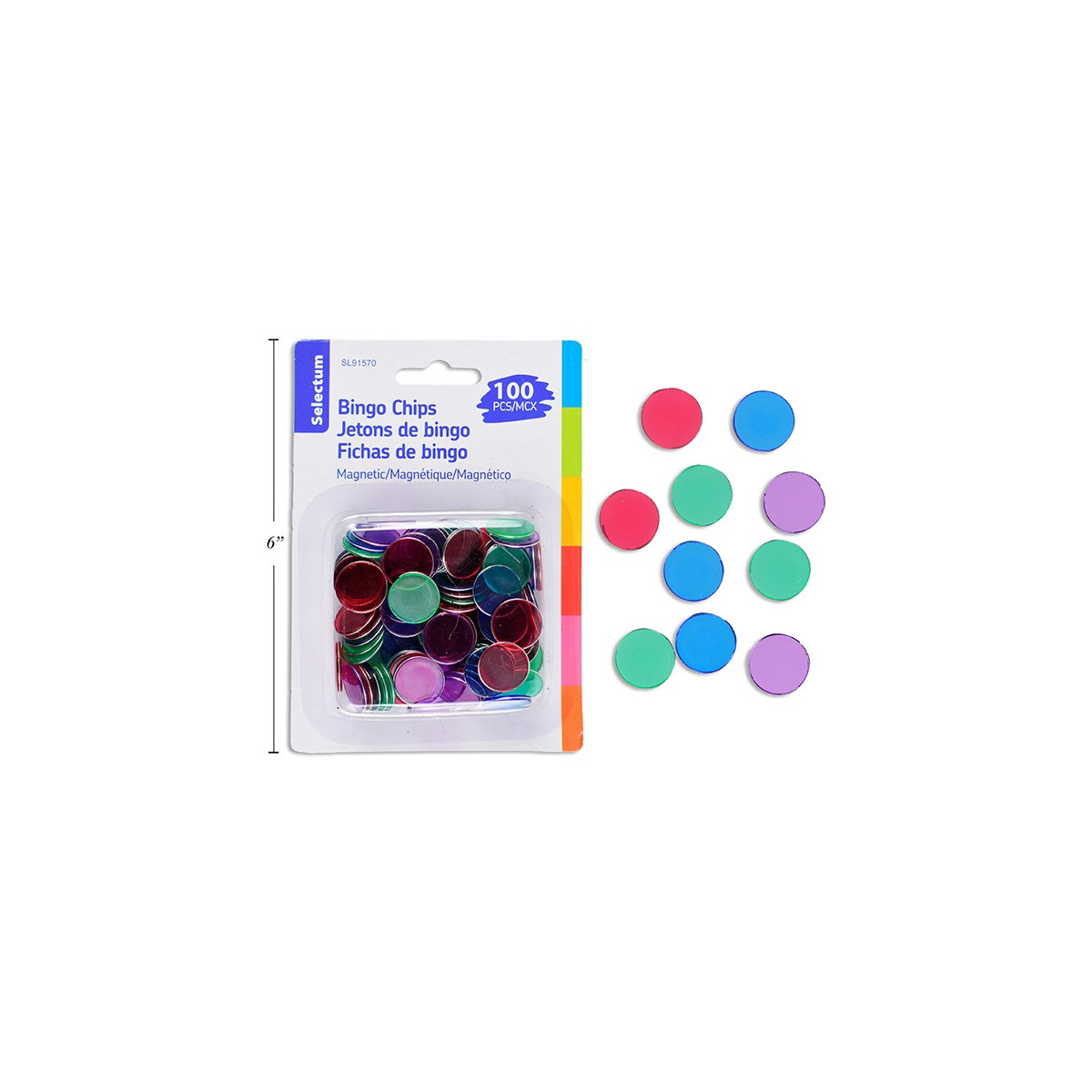 Magnetic Counters (Chips), 100 pcs, assorted colours| LPSL91570